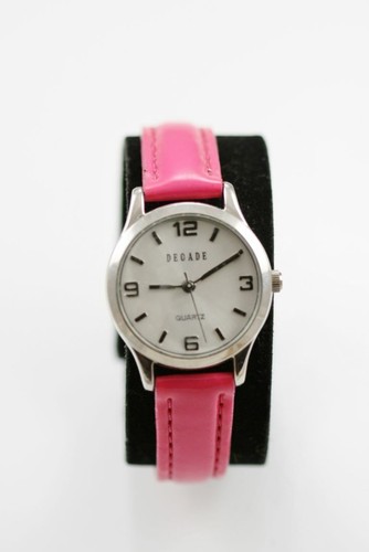 Decade Women Watch Stainless Silver Battery Leather Pink Water Res ...