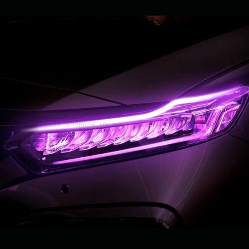2x 60CM Purple & Amber LED DRL Slim Amber Sequential Turn Signal Strip ...