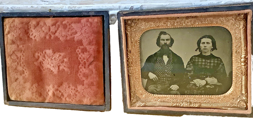 Antique Ambrotype Image of Married Couple Leather Photo Case Intact 3 ...