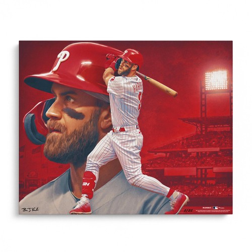 Bryce Harper Phillies Stretched 20x24 Canvas Giclee Print-Brian Konnick ...