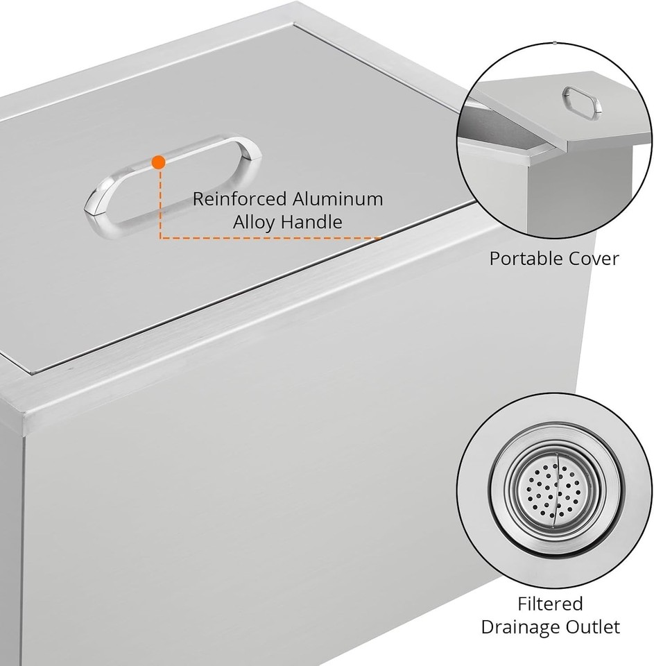Commercial Drop-In Ice Chest Cooler – 27 × 18 × 21 Inch Stainless Steel ...