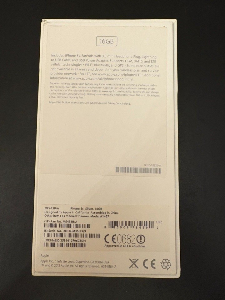 Box Only - Apple iPhone 5s - 16GB - Silver | eBay UK