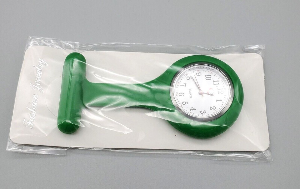 Nurse Watch Pin Brooch Silicone Green Lapel Jelly Cover Quartz Fashion ...