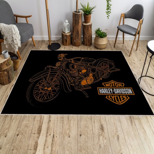 American Motorbike Rug, Cool Biker Rug, Garage Decoration, Mancave Rug ...