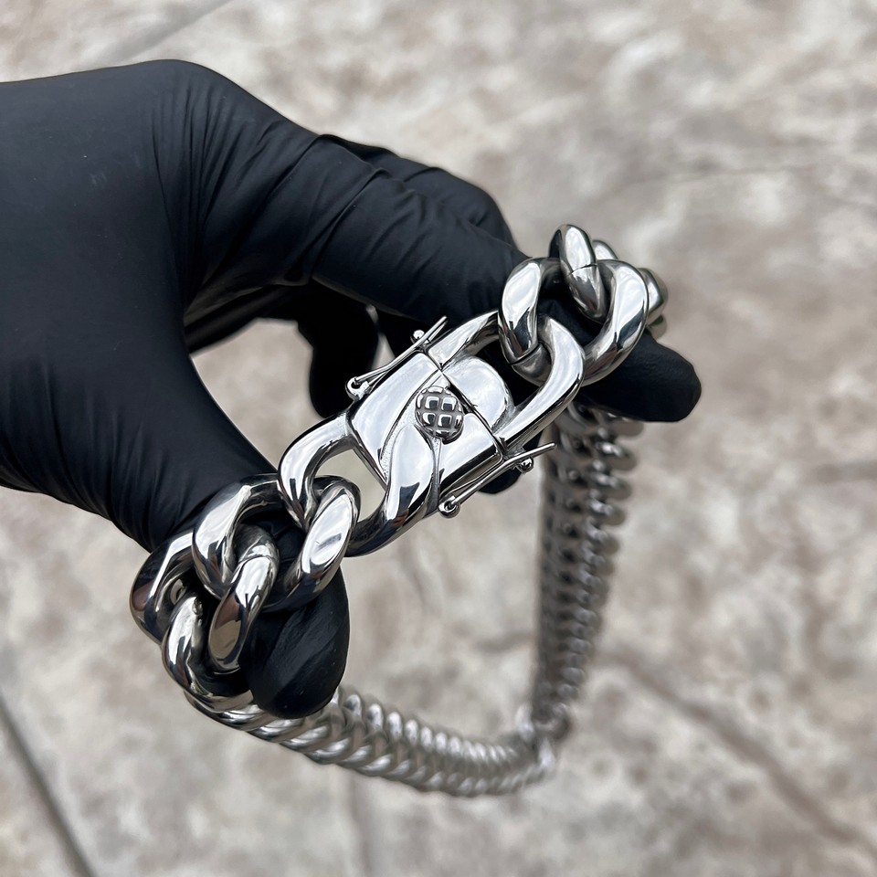 Mens 316L Stainless Steel Miami Cuban Link Chain Heavy Necklace 22MM ...
