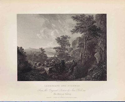 LANDSCAPE AND FIGURES—MORNING by John Both- 1832 Engraved Print BONUS ...