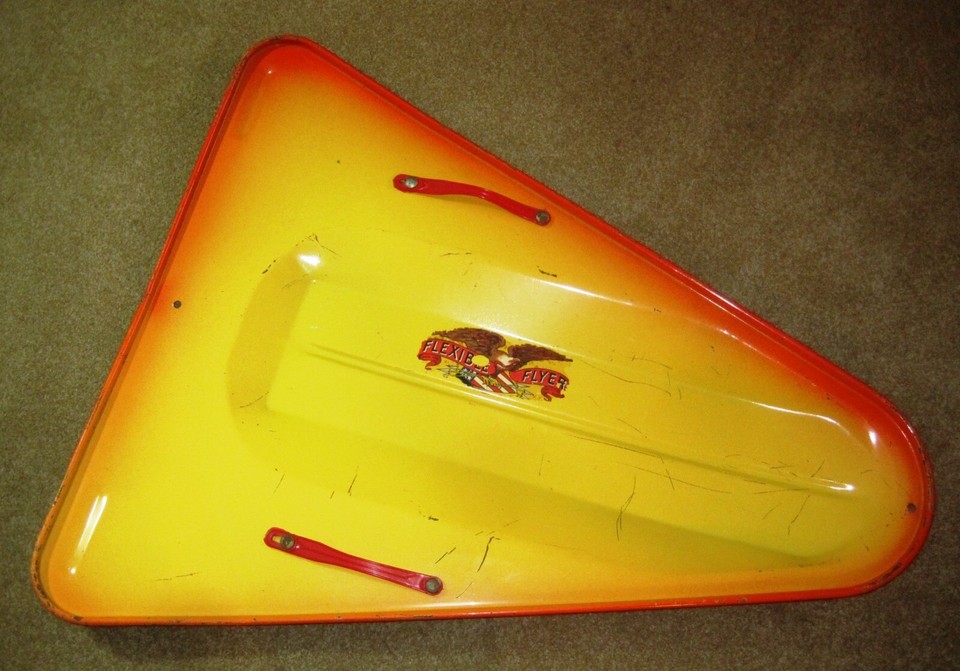 Vintage 50s 60s Metal Flexible Flyer Snow Disk Sled Blazon Sno Wing ...