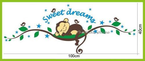 Cheeky Monkey Tree Sleep Wall Sticker Art Decal Nursery Baby Kids ...