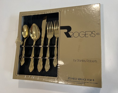 Stanley Roberts 20-Piece Service Flatware For Four Gold Tone New Sealed ...