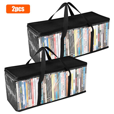 2pcs DVD Storage Bags, Clear Plastic CD Case Holder Media Organizer ...