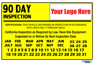 California 90 Day Inspection Sticker Decal Personalized - 5.25 x 3.25 ...