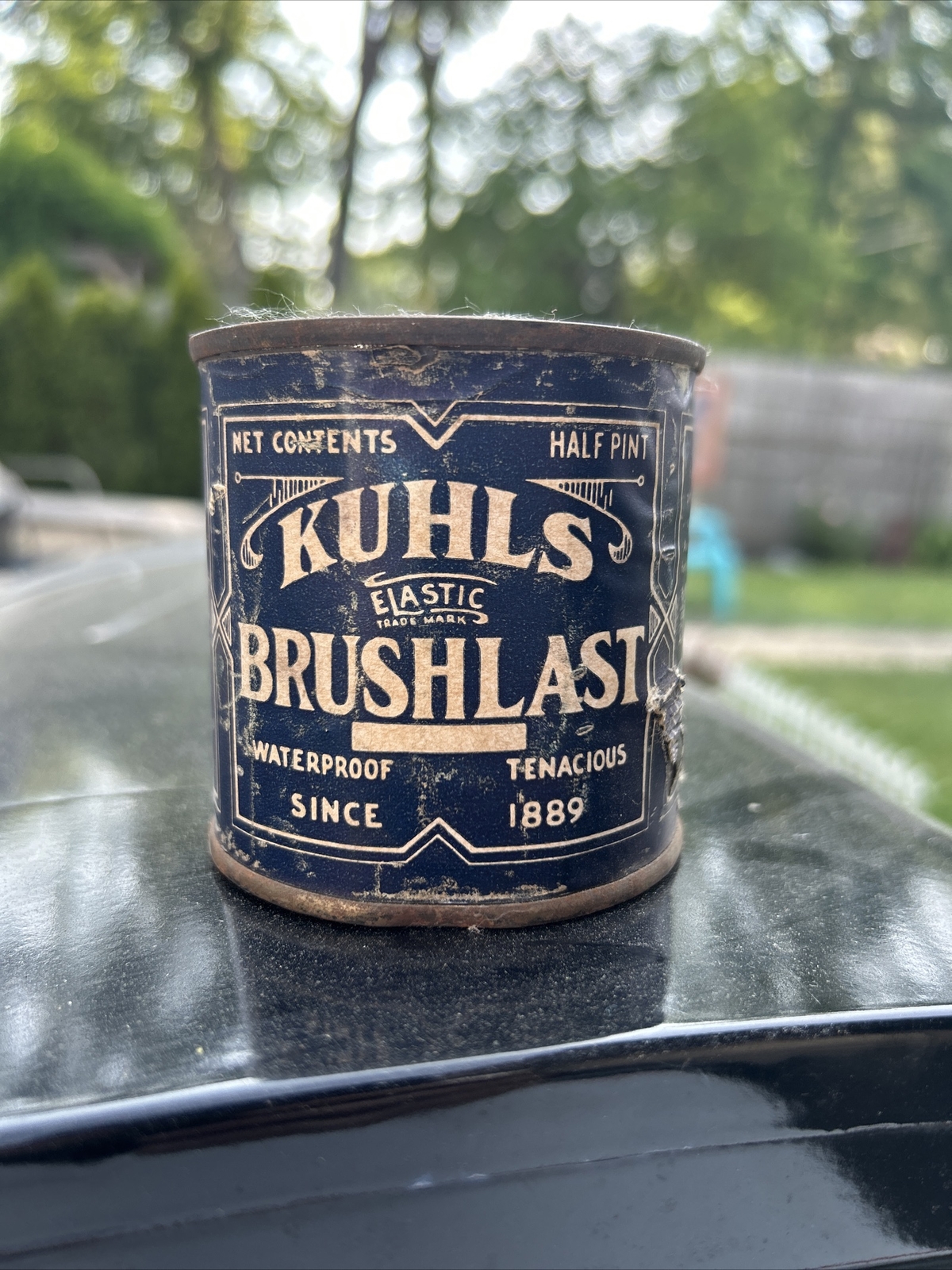 Vintage Kuhls Brushlast Oil Can Half Pint Paper Label Brooklyn NY Paint ...