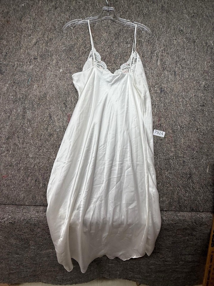 Vintage Val Mode Robe White Satin Nightie Lace Size L | eBay