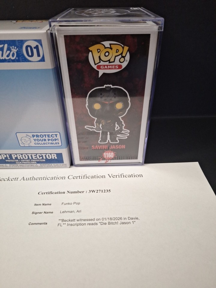 ARI LEHMAN SIGNED INSCRIBED FUNKO POP #1160 FRIDAY THE 13th SAVINI ...