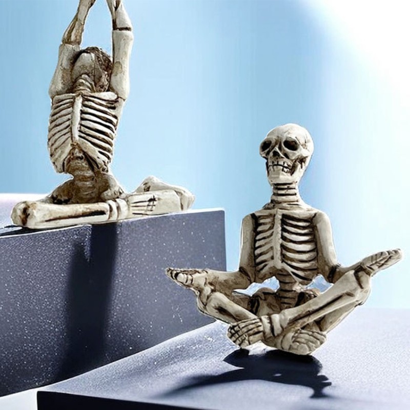 3Pcs Bone Stretchers Skeletons in Yoga Poses Decorative Statue Set ...