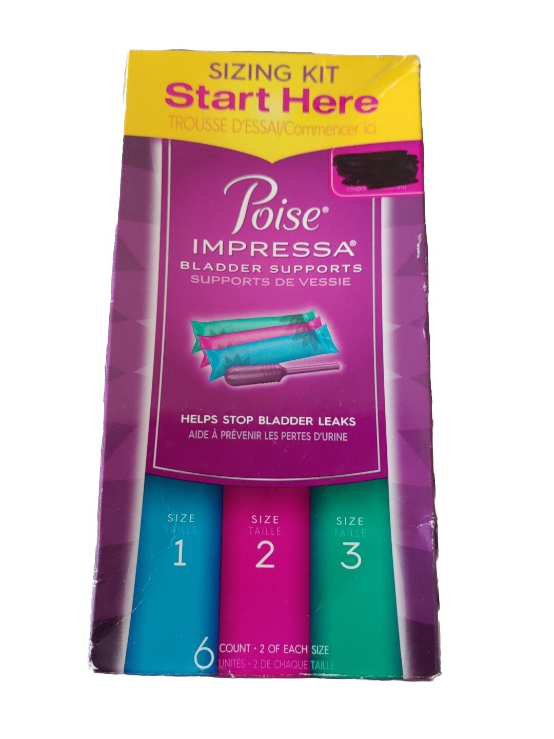 Poise Impressa Bladder Supports Sizing Kit 6ct Sizes 1,2,3 2019 -Sealed ...