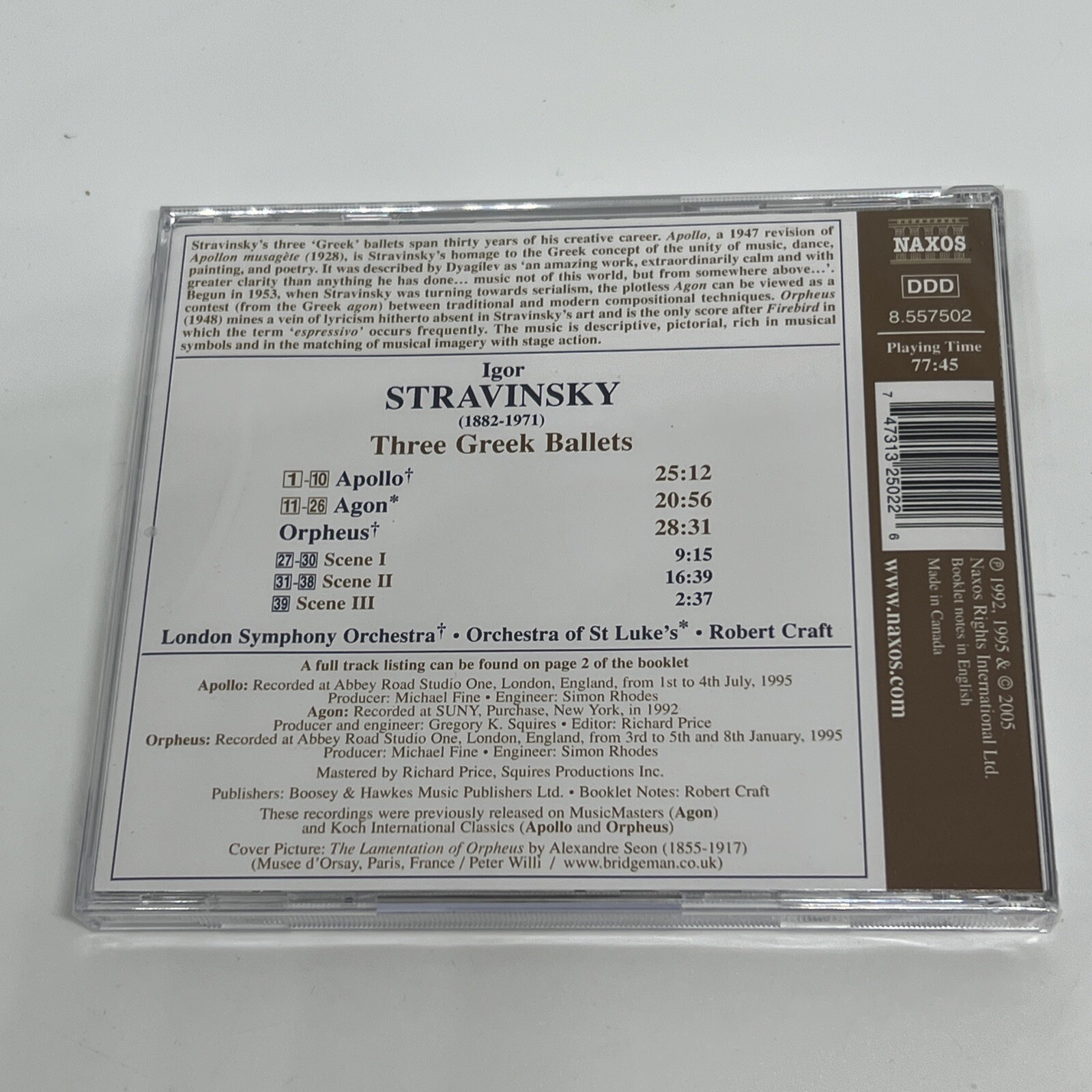 Stravinsky: Three Greek Ballets (Apollo, Agon, Orpheus) by Robert Craft CD 747313250226 | eBay ...