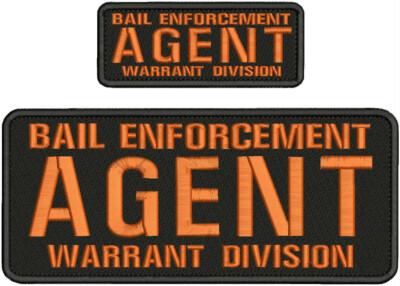Bail Enforcement Agent W D embroidery patches 4x10 and 2x5 hook black ...