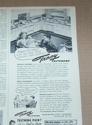 1953 print ad - Tracy Kitchens family little girl boy Edgewater Steel ...