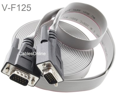 25ft VGA (HD15) Male to Male Flat Ribbon Monitor Cable, CablesOnline V ...