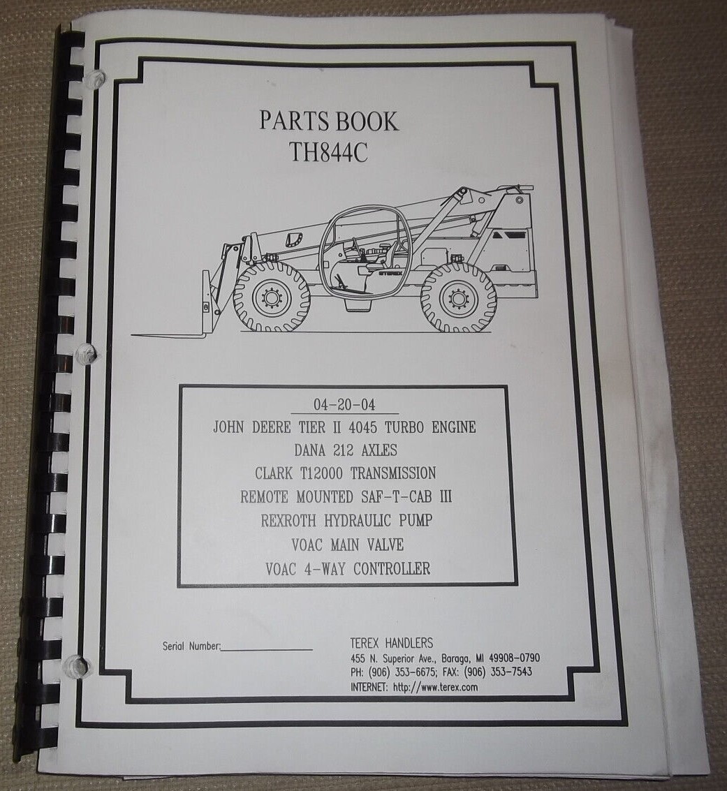 TEREX HANDLER TH844C TELEHANDLER FORKLIFT PARTS MANUAL BOOK CATALOG | eBay
