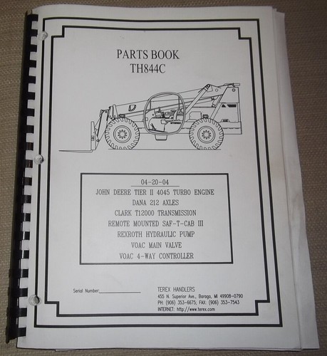 TEREX HANDLER TH844C TELEHANDLER FORKLIFT PARTS MANUAL BOOK CATALOG | eBay