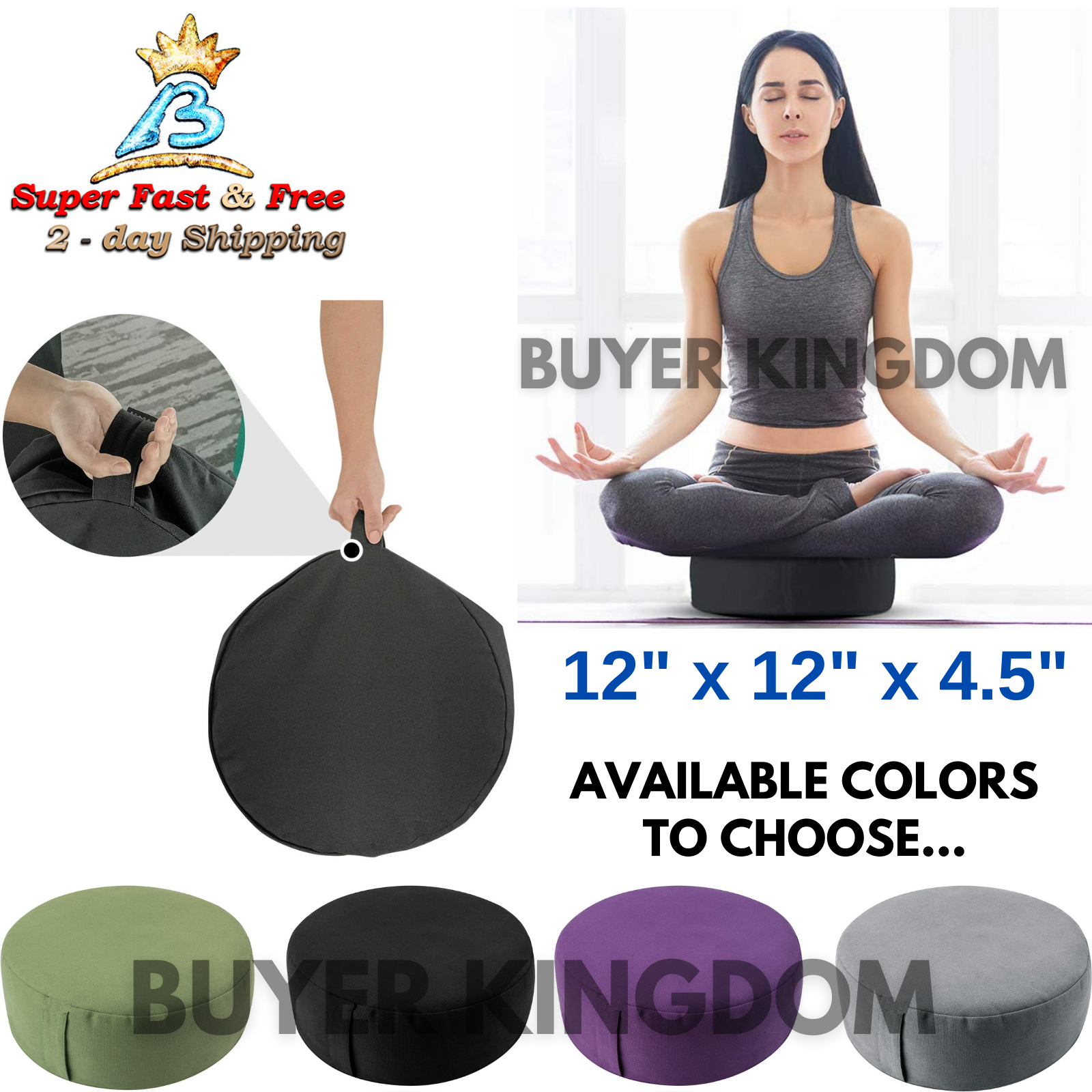 Buckwheat Bolster Pillow Cushion With Handle For Yoga Meditation Floor ...