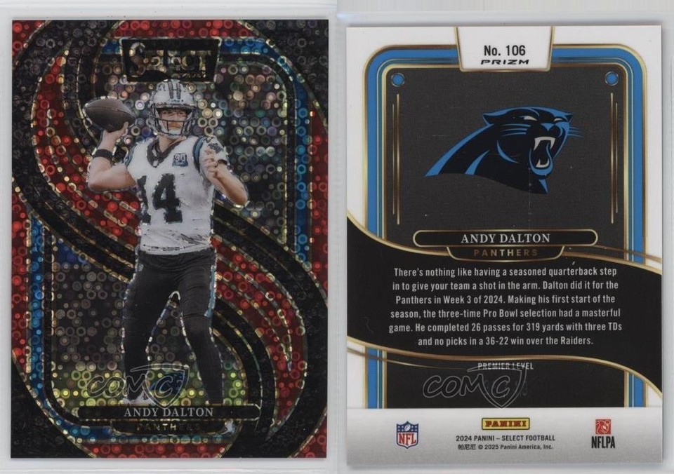 2024 Panini Select Premier Level Red Disco Prizm /49 Andy Dalton #106 ...