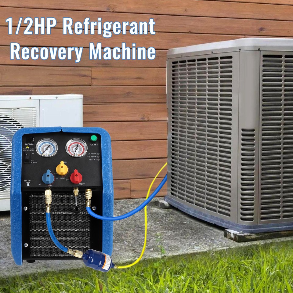 Refrigerant Recovery Machine 110V Portable Dual Cylinder for Automotive ...