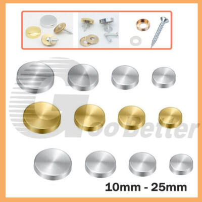Mirror Screws Cap Screw Brass Chrome 10mm -25mm Decorative Cover Caps ...