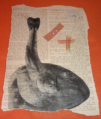 DADA Fisch mit Angelhaken Dadaismus Assemblage Neodadaismus Collage ...