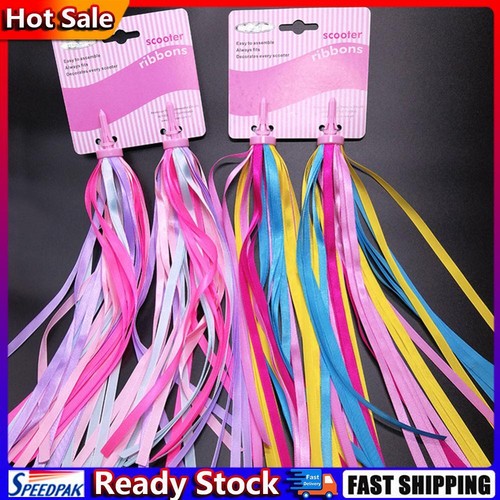 2x Bicycle Handlebar Tassel Streamers Kid Scooter Bike Ribbon (Pink ...