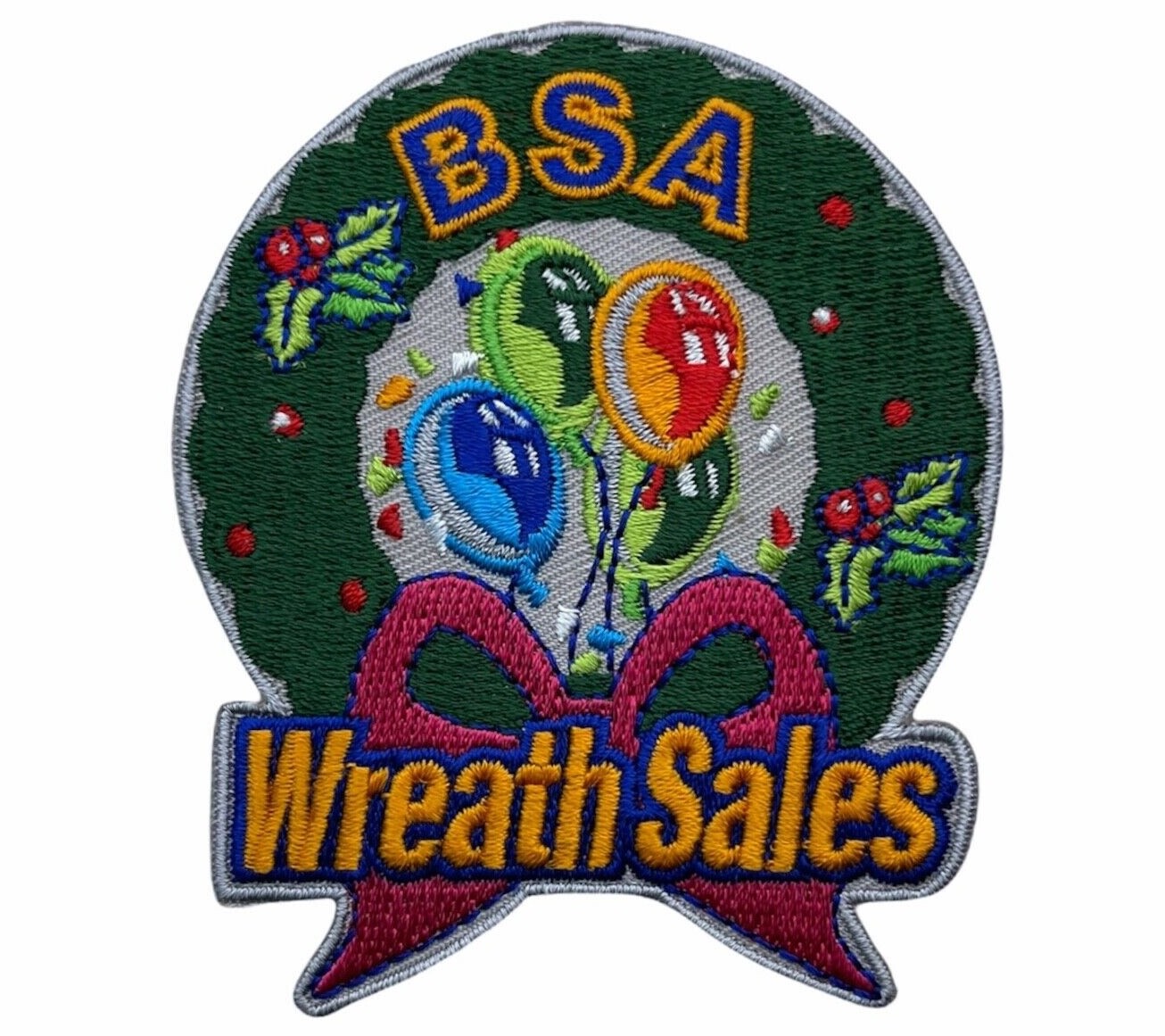 BSA Licensed Boy Scout Christmas Wreath Sales 3 Inch Patch AVAB0122 ...