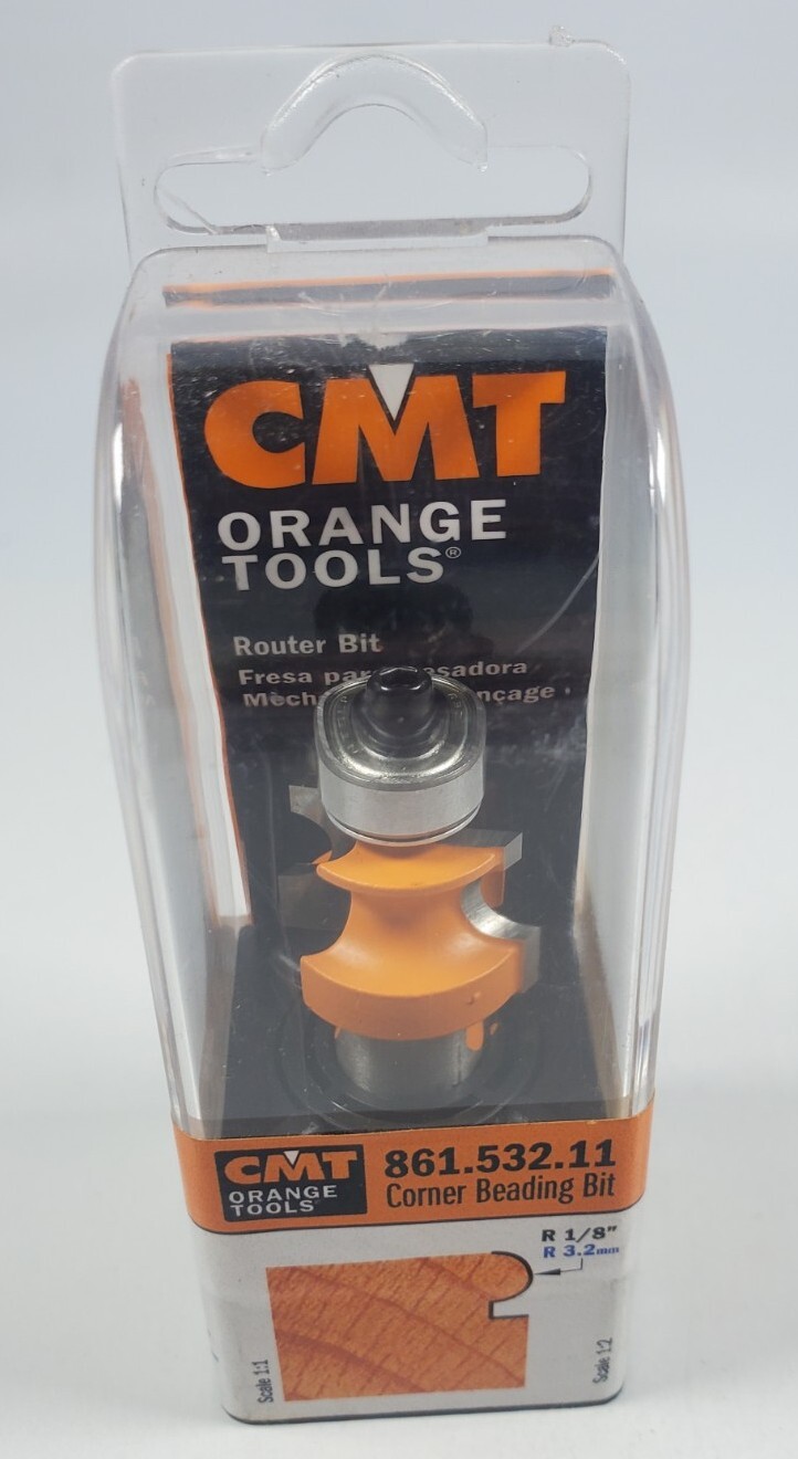 CMT 861.532.11 Corner Beading Router Bit, 1/2" Shank, 1/8" Radius, Made ...