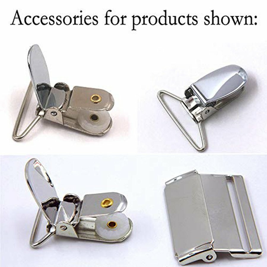 Heavy Duty Men's 6 Strong Clips Adjustable Elastic Suspenders- Leather ...