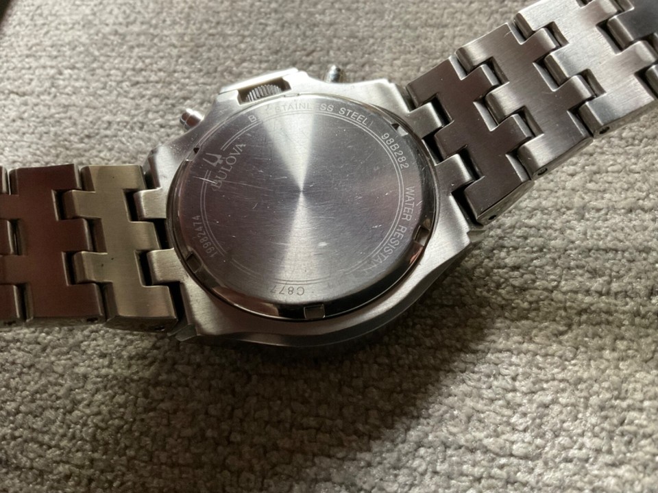 Bulova Watch 98B282 Marine Star Blue Dial Chronograph Date Silver Tone ...