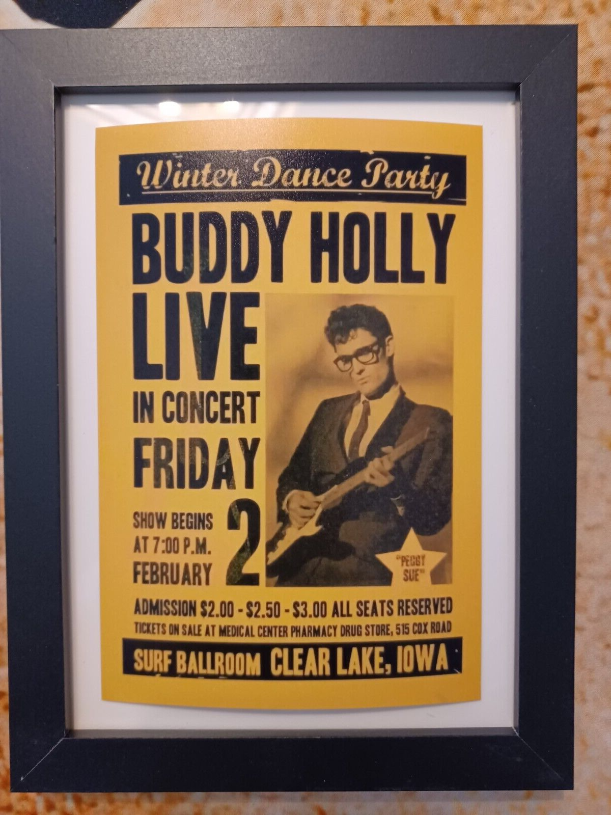 Framed Mini Concert Poster Buddy Holly Surf Ballroom Clear Lake Iowa | eBay