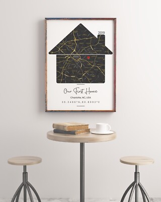 Personalized custom Housewarming map gift, Our First Home Gift, Our ...