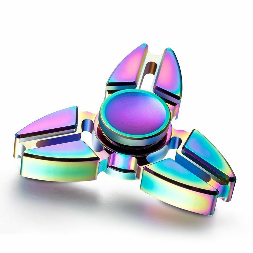 Rainbow Metal Alloy Tri Hand Finger Spinner Fidget EDC Desk Toy Gyro | eBay