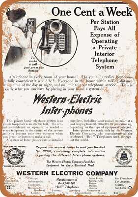 METAL SIGN - 1910 Western Electric Inter-Phones Telephones - Vintage Lo ...