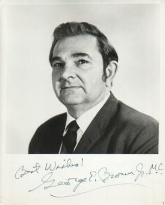 George E. Brown Jr. Autographed 8x10 & TLS 1972 California Politician D ...