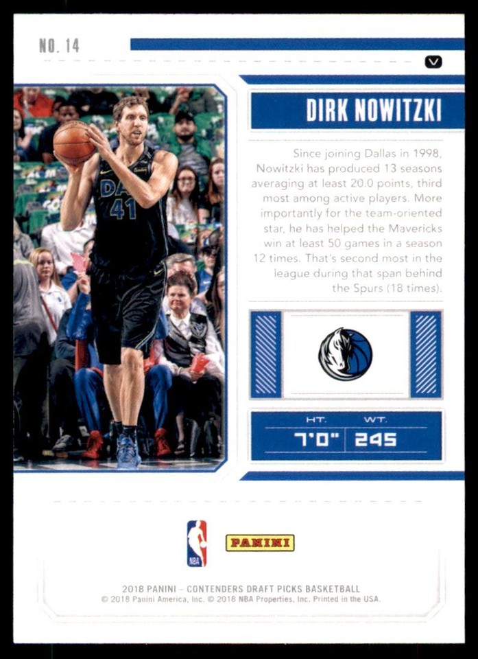 2018-19 Panini Contenders Draft Picks Variations #14 Dirk Nowitzki | eBay