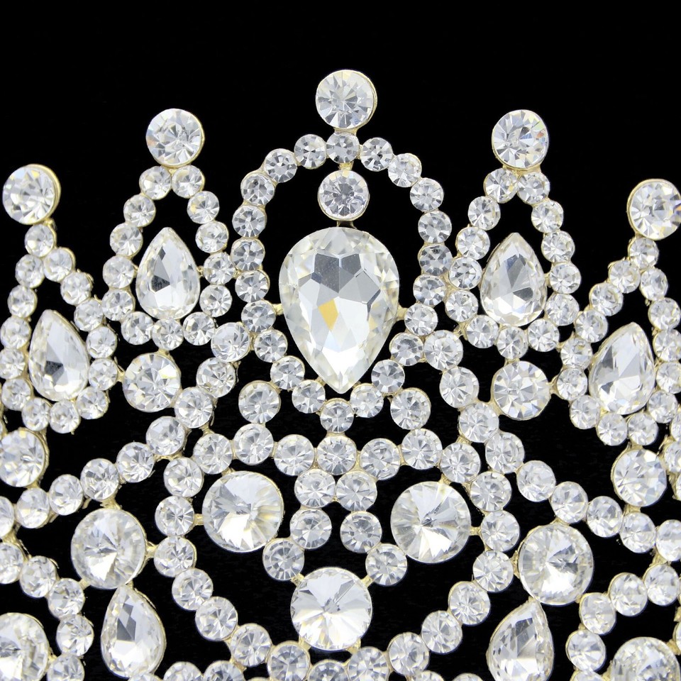 12.6cm Tall Crystal Huge Tiara Crown For Women Wedding Bridal Queen ...