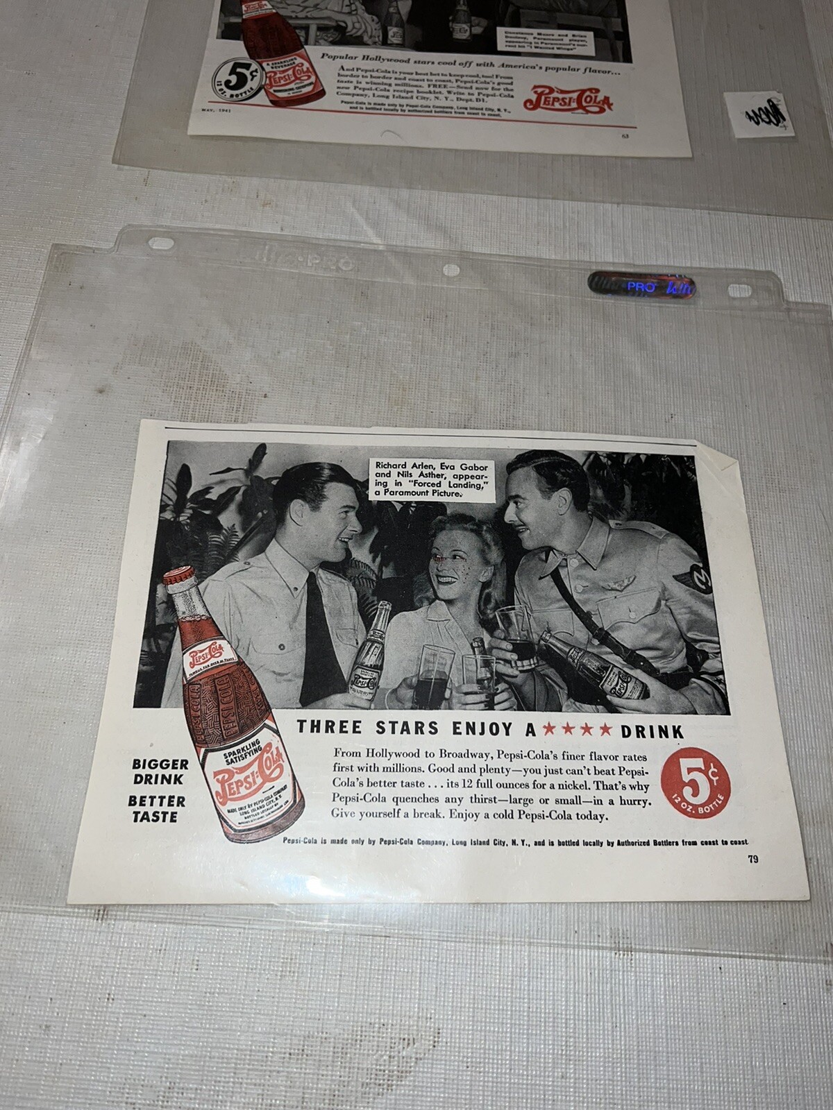 VINTAGE 1941 PEPSI PRINT AD LOT PEPSI-COLA EVA GABOR FORCED LANDING ...