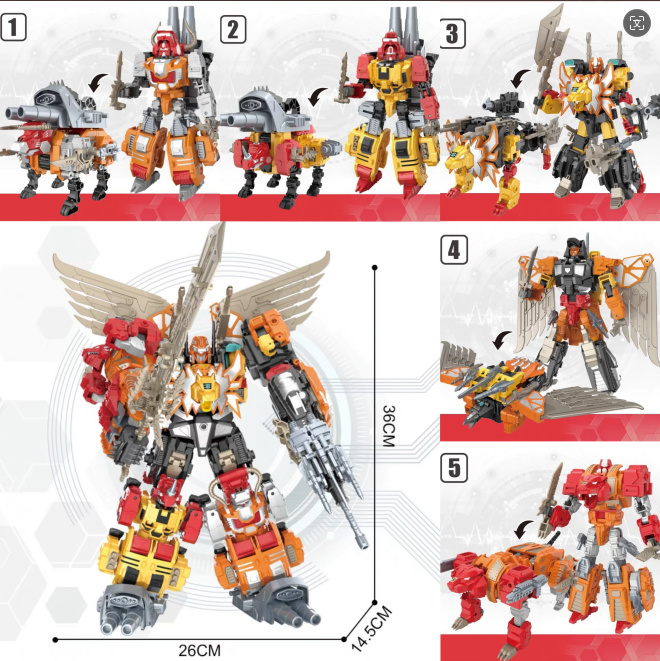 5 IN 1 Predacons Combiners Wars KO Transformers Predaking G1 30cm NoBox ...