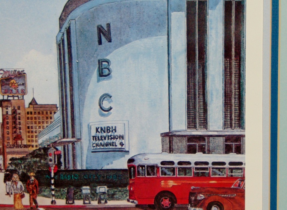 Signed Lithograph Stan Cline Sunset & Vine NBC Building LOS ANGELES CA ...