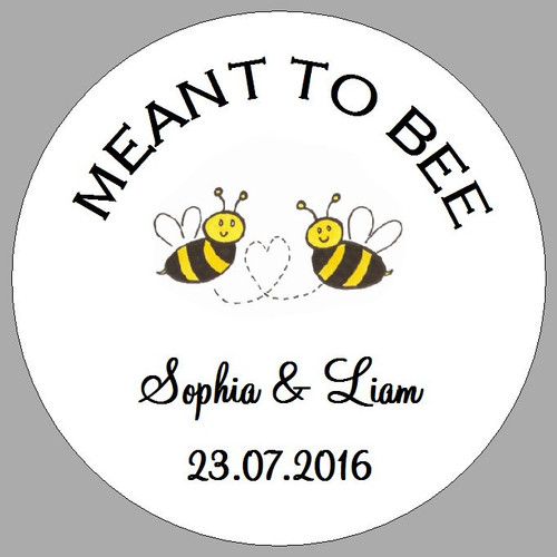 Small Round Meant to Bee Jar Stickers Personalised Wedding Favour ...