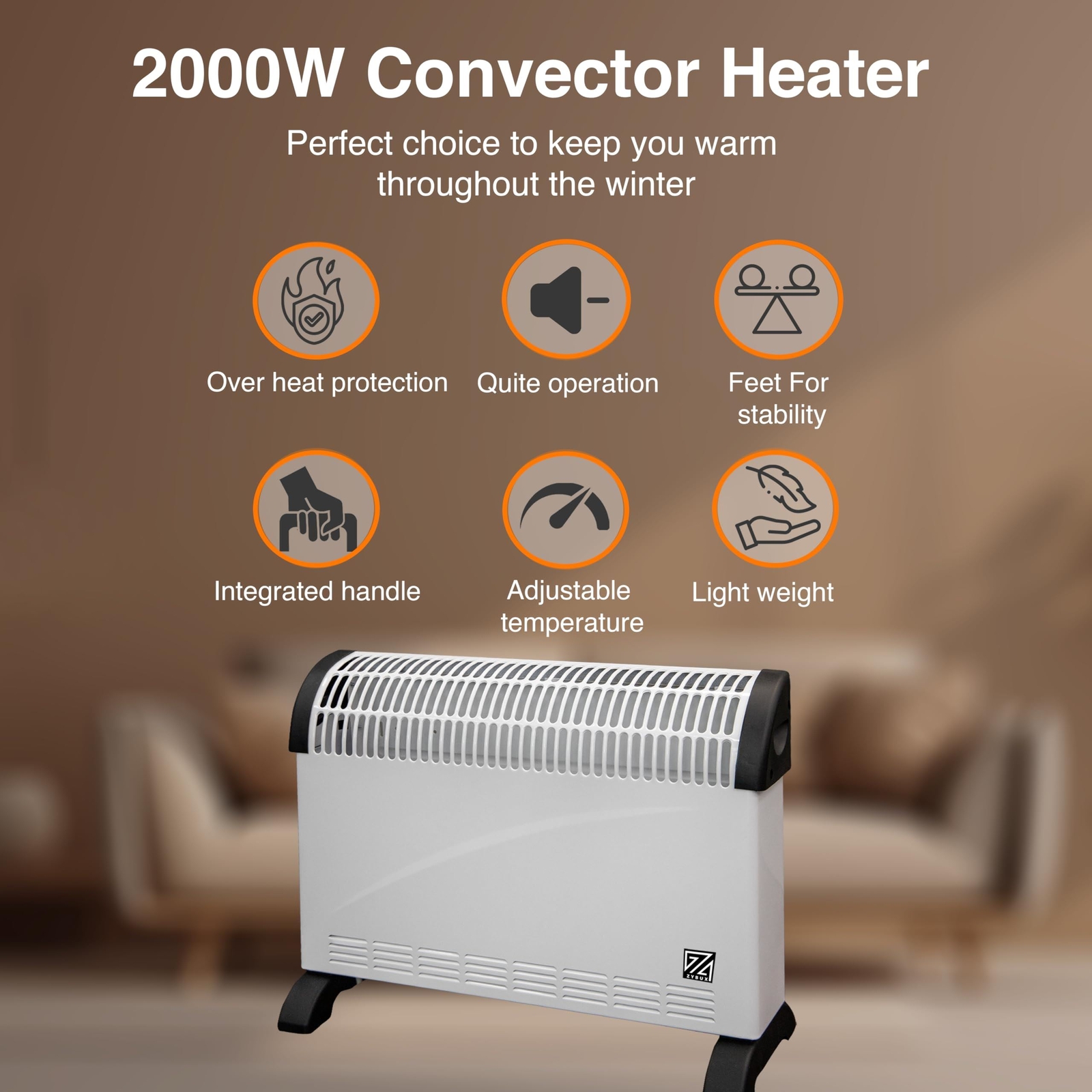 Electric Convector Heater 2KW + Thermostat - 3 SPEED Home Caravan ...