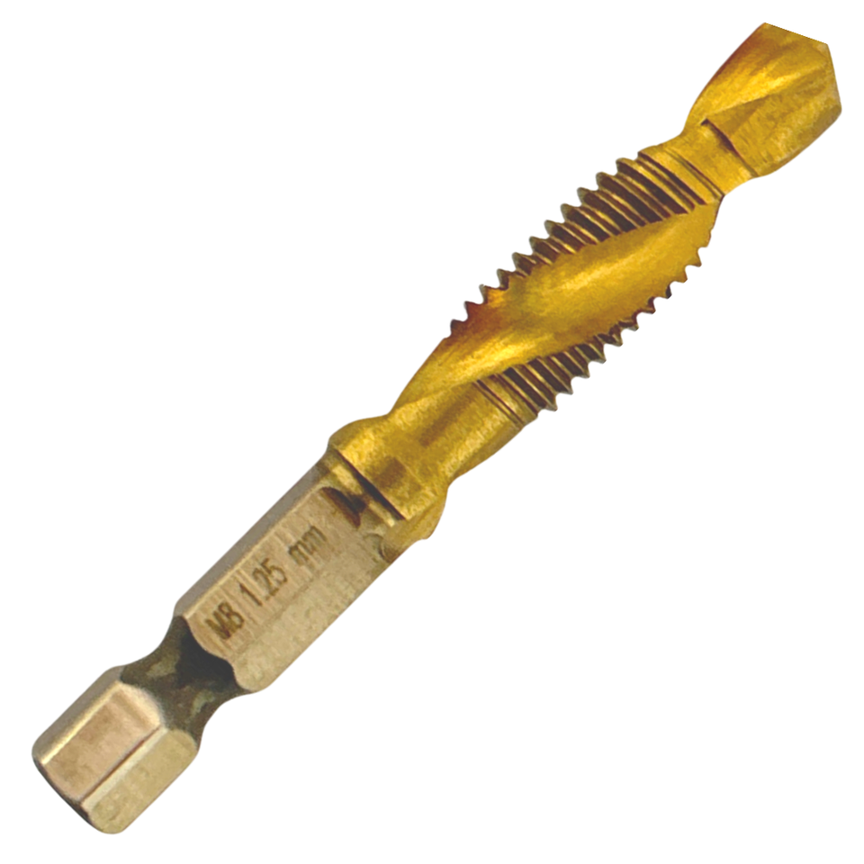M8 x 1.25 Combination Tap And Drill Bit HSS Titanium Coated. 8mm x 1 ...