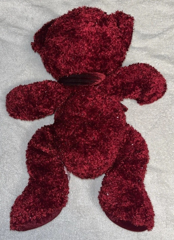 Vintage Russ Rosetta Teddy Bear Plush Stuffed Animal Burgundy Red Black ...